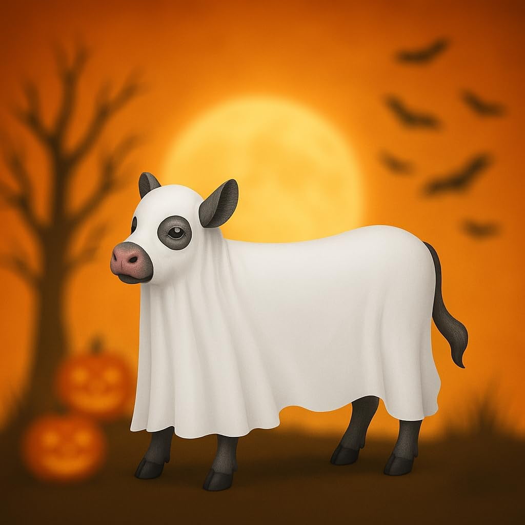 GalaZip Spooky Metal Ghost Cow Statue – Halloween Cow Skull Outdoor ...