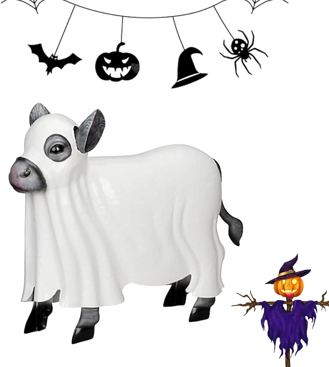 GalaZip Spooky Metal Ghost Cow Statue, Halloweens Yard Decoration Prop ...
