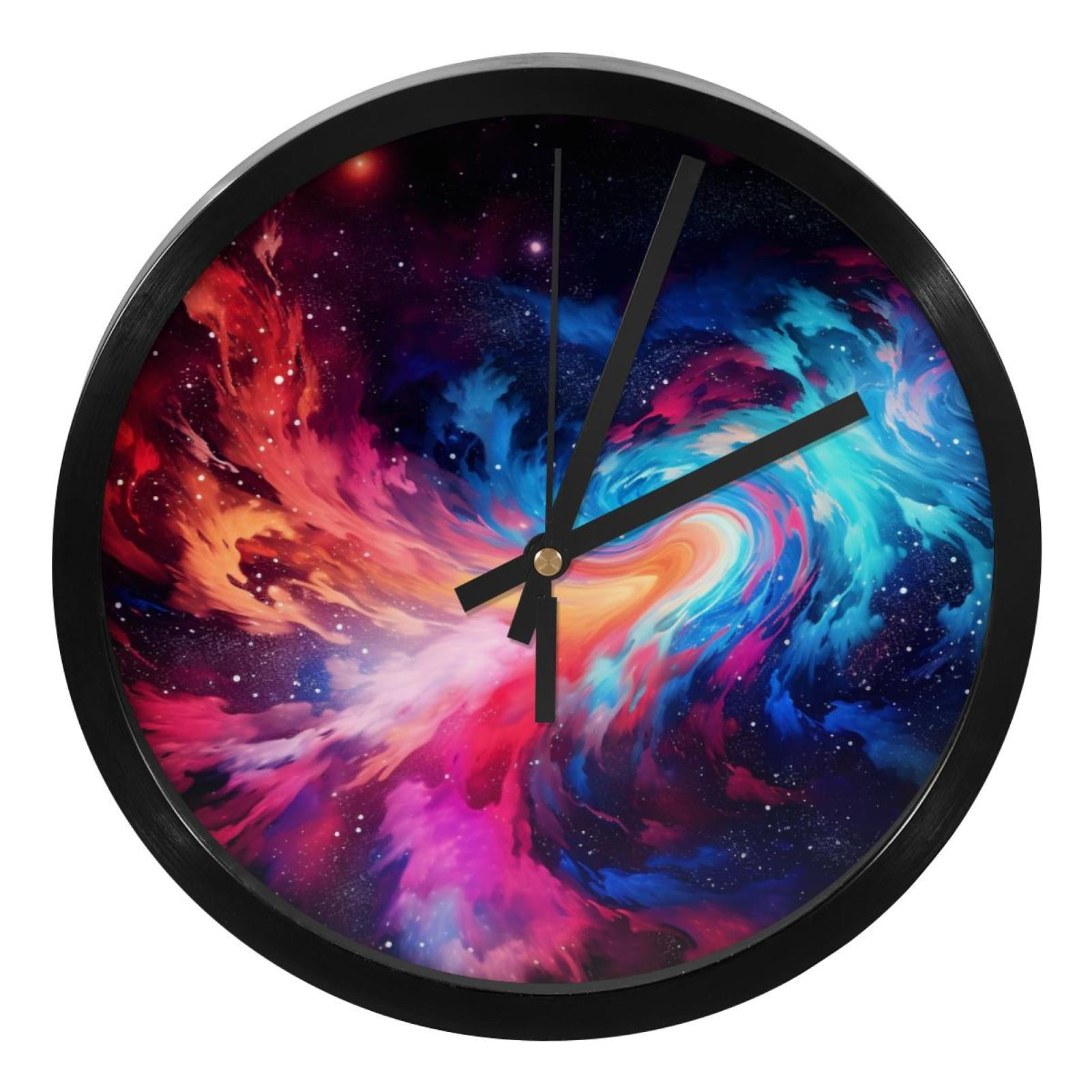 Galactic 9.8 Inches Wall Clock - Silent Round Digital Clock, Battery ...