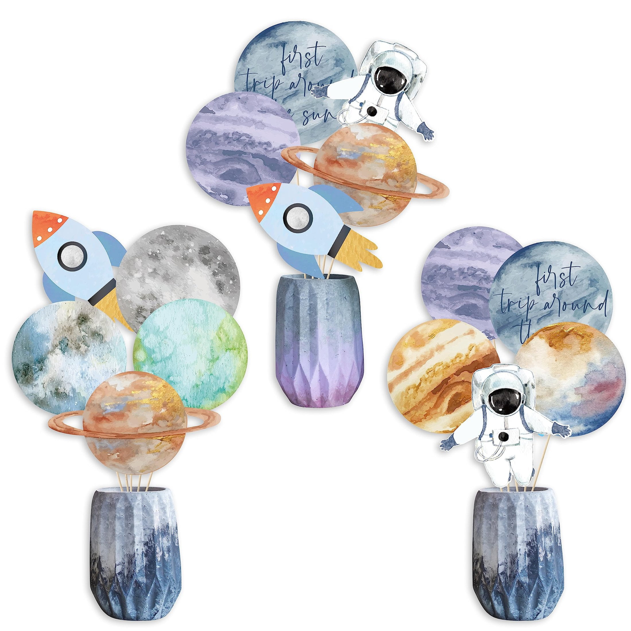 Galactic Adventure Party Pack: 30 Space Centerpieces & Cake Toppers ...