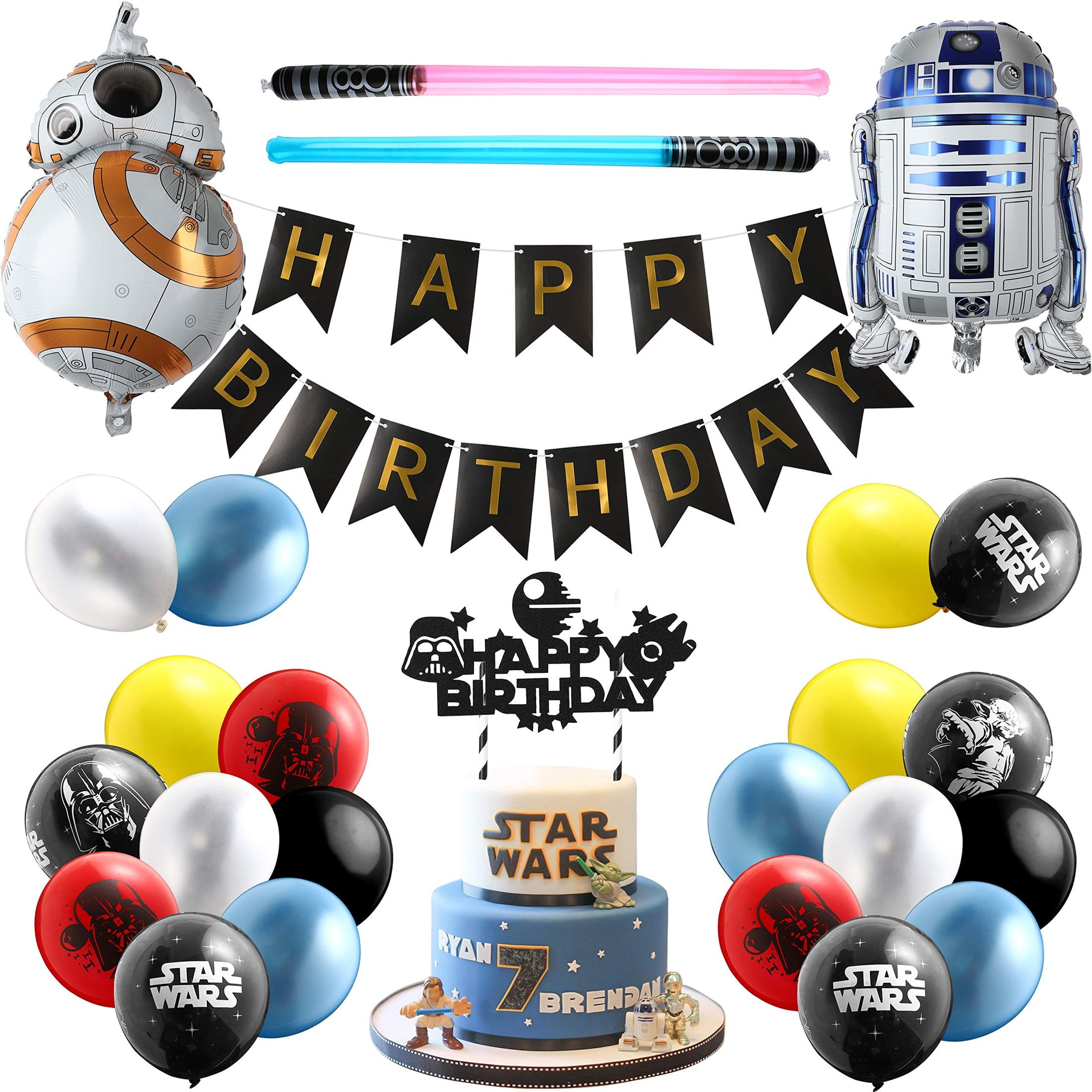 Galactic Battle Birthday Party Pack - Includes Darth Vader Cake Topper ...