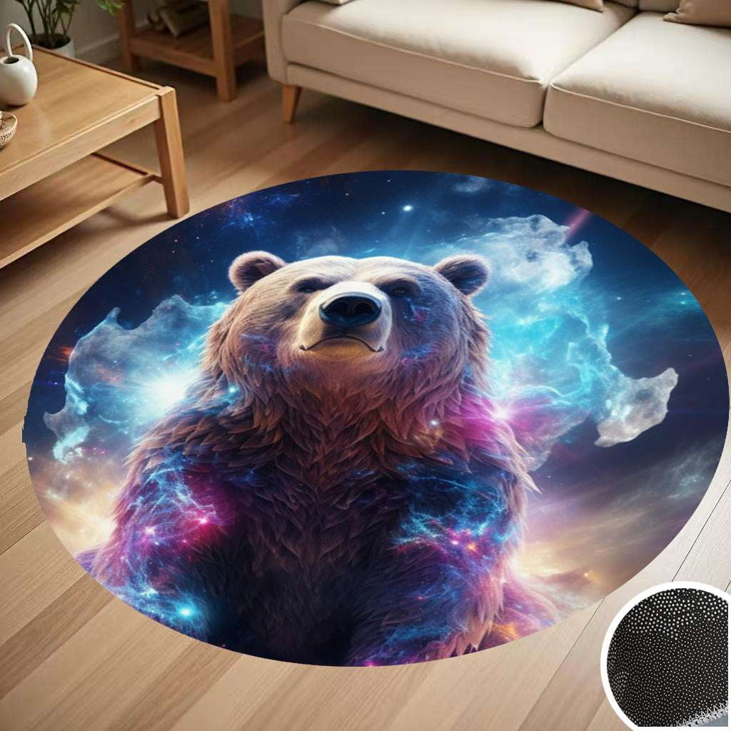 Galactic Bear In Space Round Carpet Living Room Bedroom Home Decoration ...