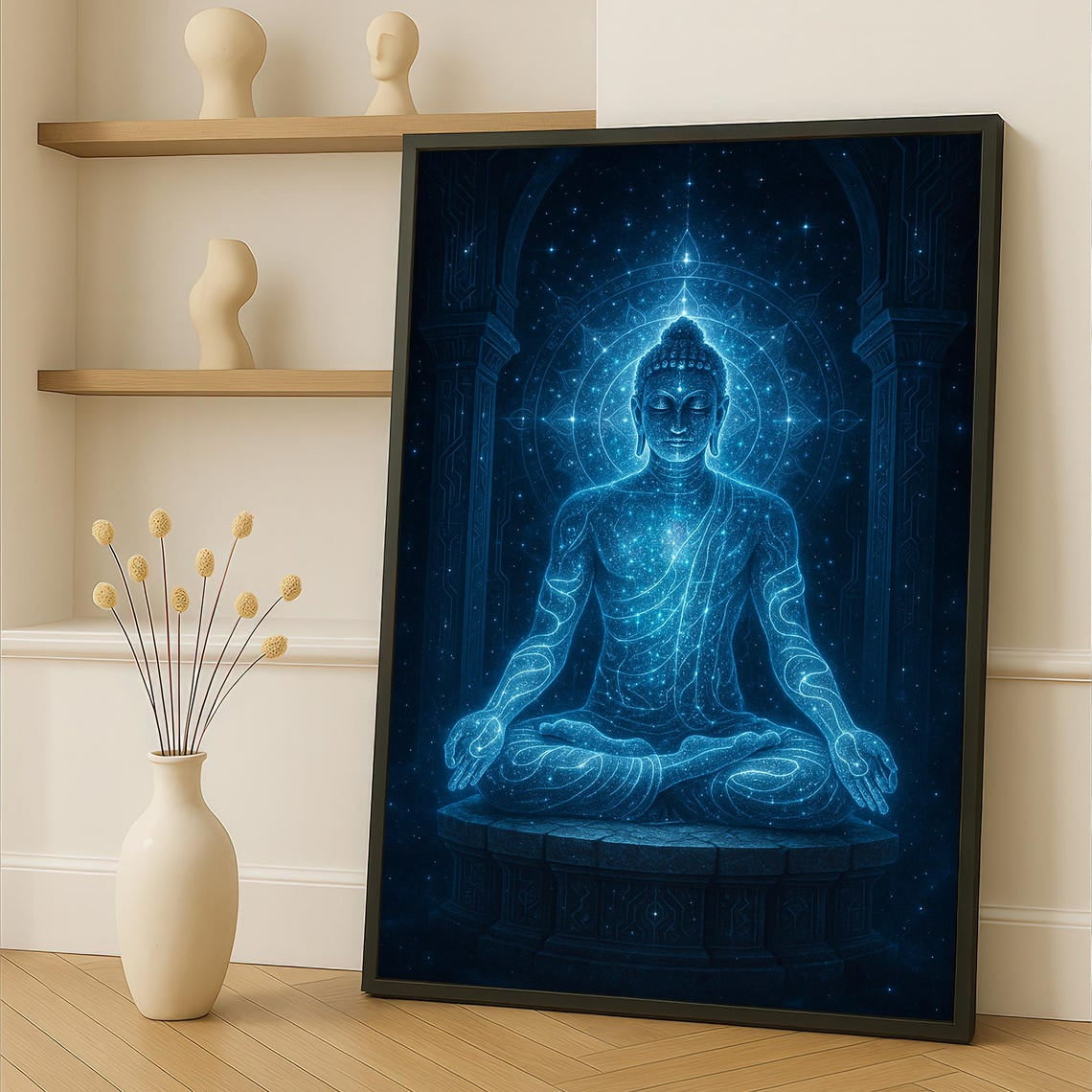 Galactic Buddha Canvas Painting, Cosmic Meditation Wall Art, Spiritual ...