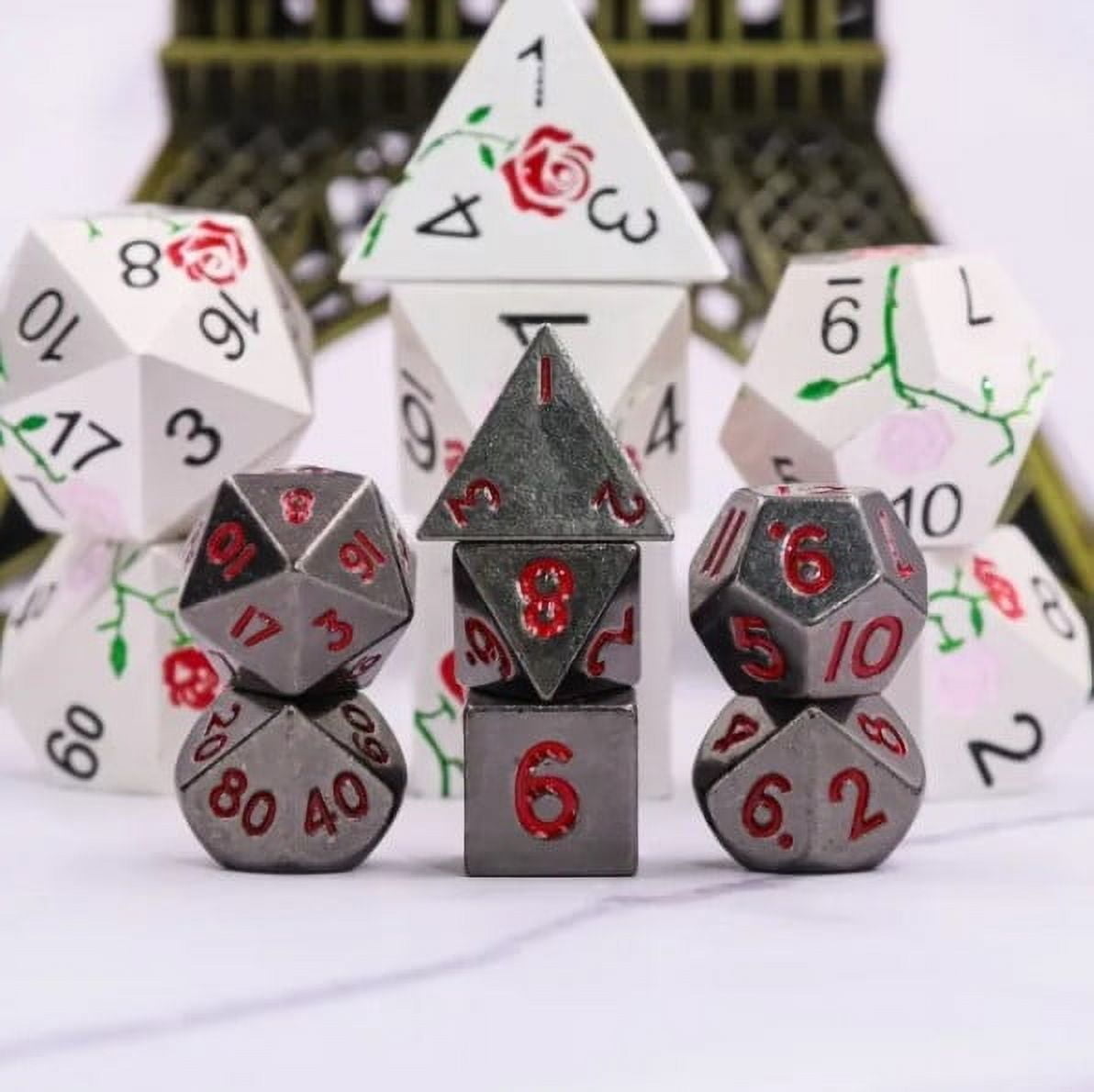 Galactic Dice Mini Metal Dice Sets - Black & Red Set of 7 Dice ...