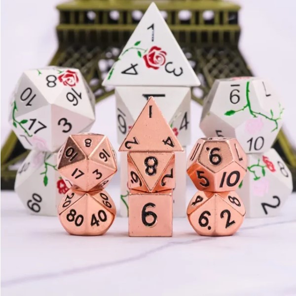Galactic Dice Mini Metal Dice Sets - Bright Copper Set of 7 Dice ...