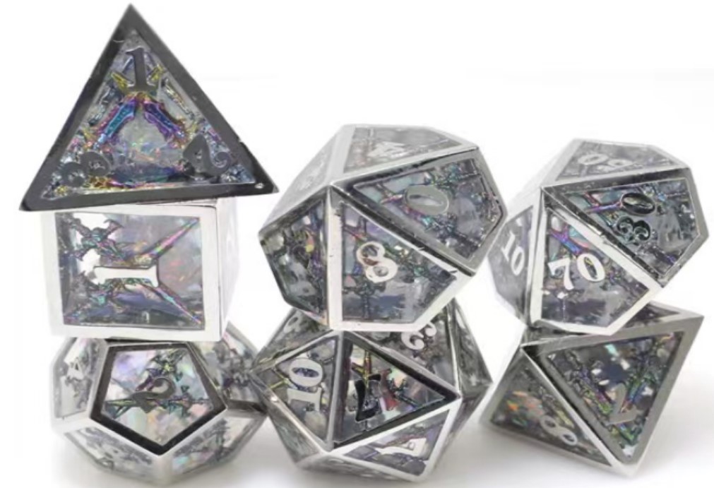 Galactic Dice Premium Dice Sets - Hollow Silver Antique Resin Inside ...