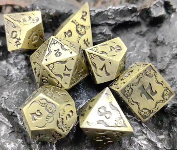 Galactic Dice Premium Dice Sets - Metal Bronze Monster Set of 7 Dice ...