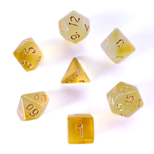 Galactic Dice Premium Dice Sets - Yellow Milky (Yellow & Gold) Acrylic ...