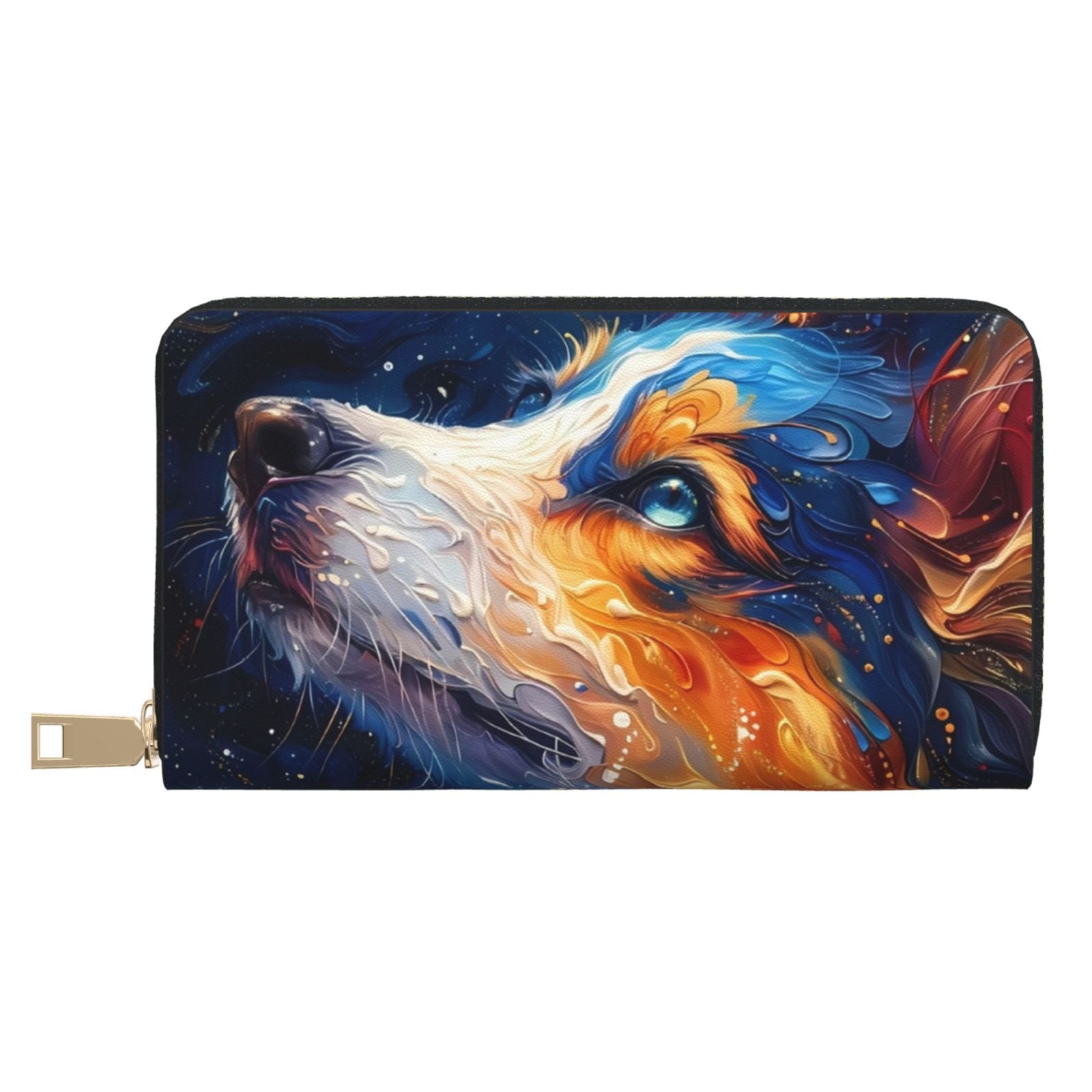 Galactic Dog Swirls Art Wallet Women, Leather Bifold Multi Card Wallet ...
