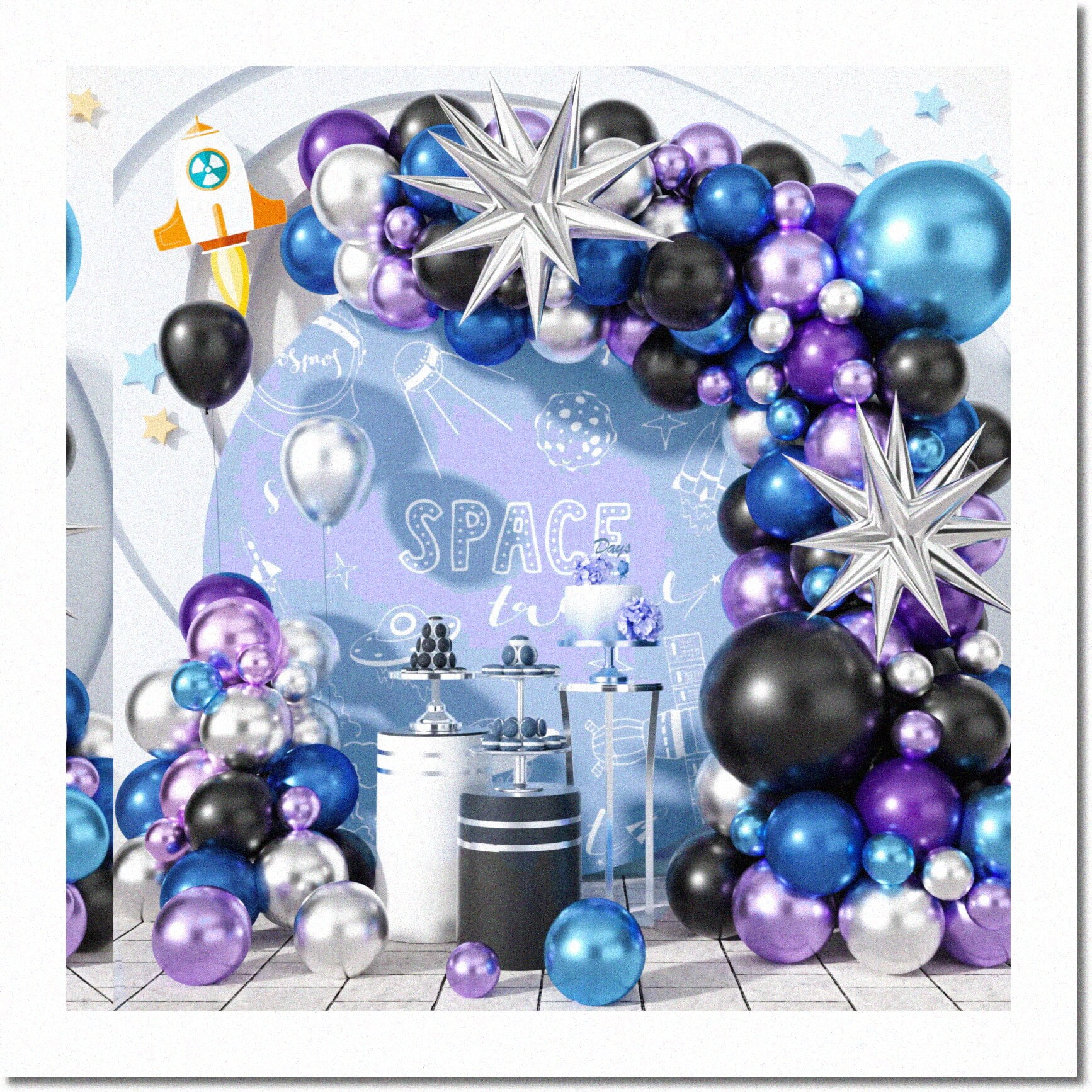 Galactic Dreams Balloon Arch Kit: Stellar Space Decor for Boys ...