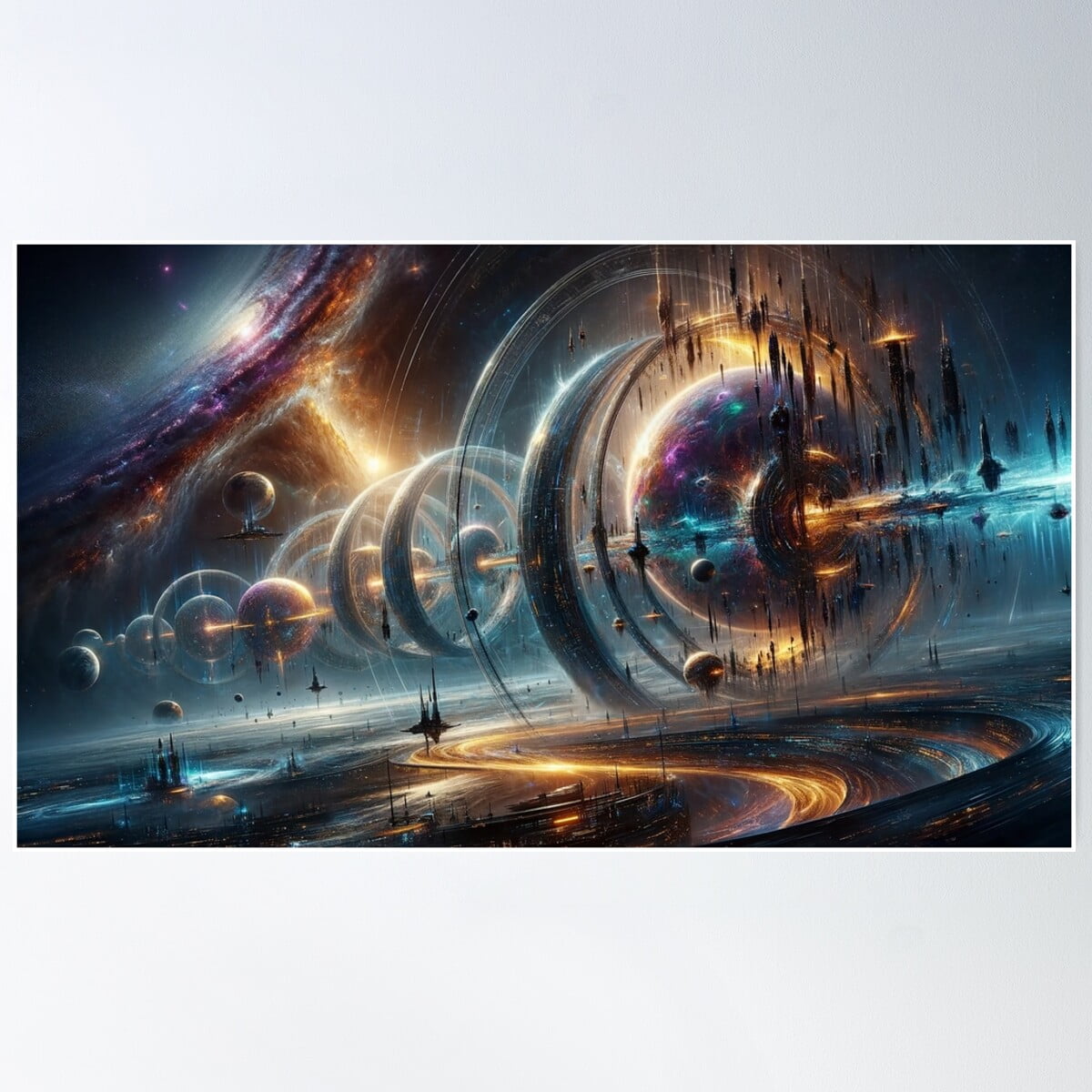 Galactic Empires: A Vibrant Space Civilization Artwork Poster Wall Art ...