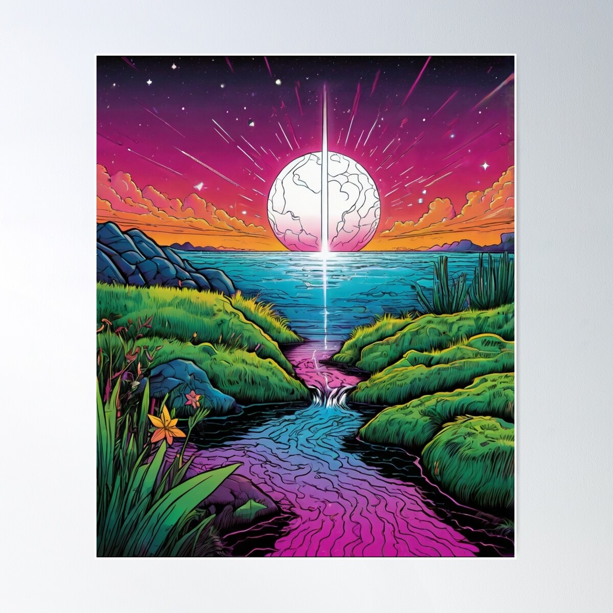 Galactic Genesis: Synthwave Star Tarot Visions Poster Wall Art, Modern ...