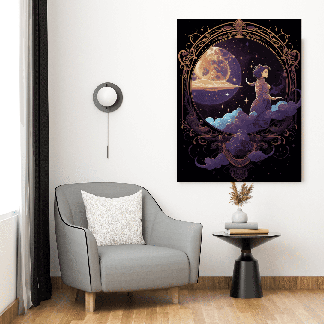 Galactic Illusion - Celestial Moon Magic Canvas Wall Art - Walmart.com