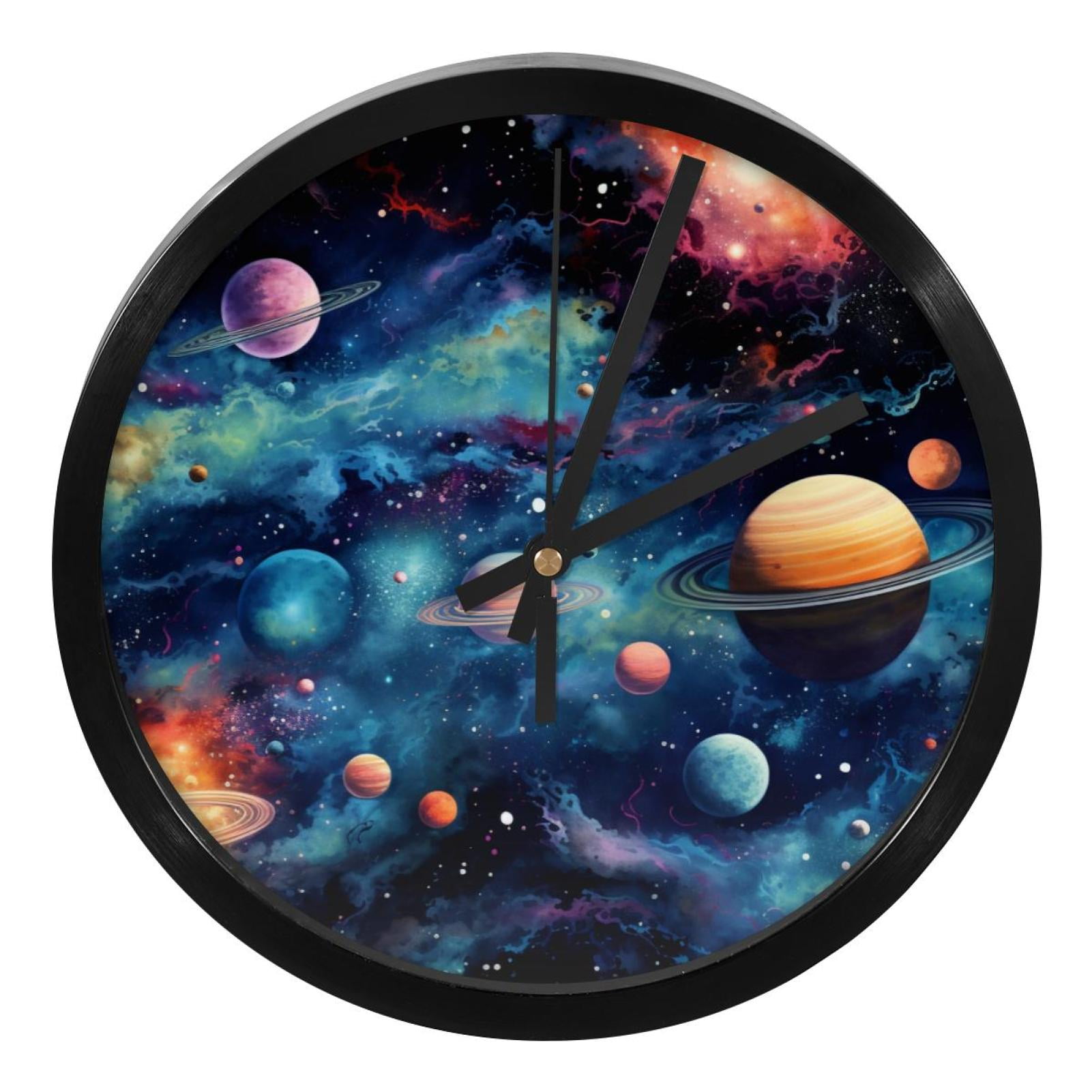 Galactic Modern Wall Clock, 9.8 Inches, Silent Non-Ticking Round ...