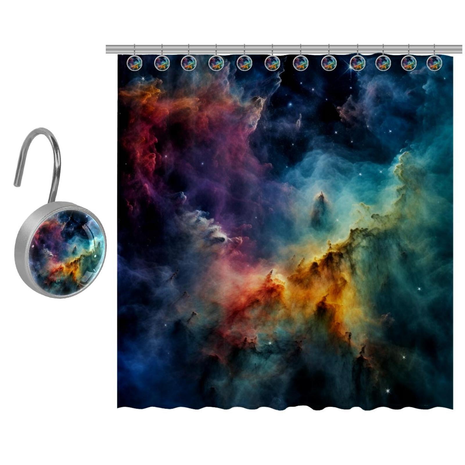 Galactic Nebula Starscape 16 Shower Curtain with Hooks Washable ...