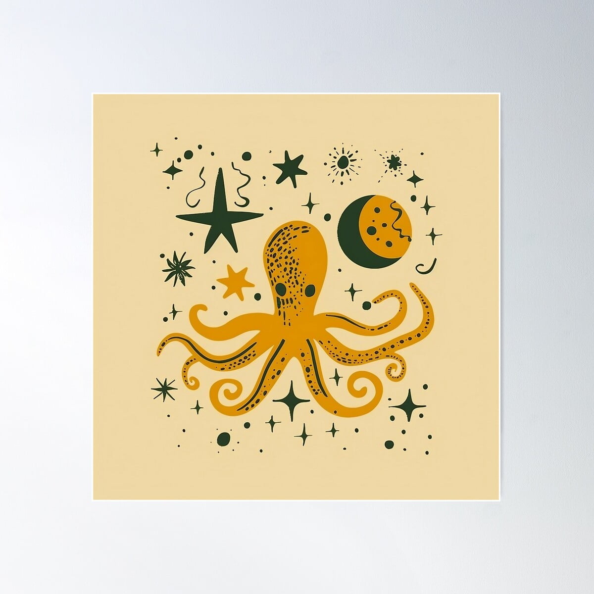 Galactic Octopus Adventure Poster Wall Art, Modern Wall Decor For ...