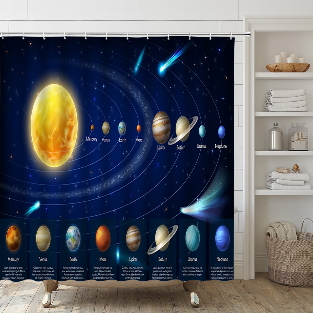 Galactic Outer Space Shower Curtain Set Boys Nebula Universe Planet ...