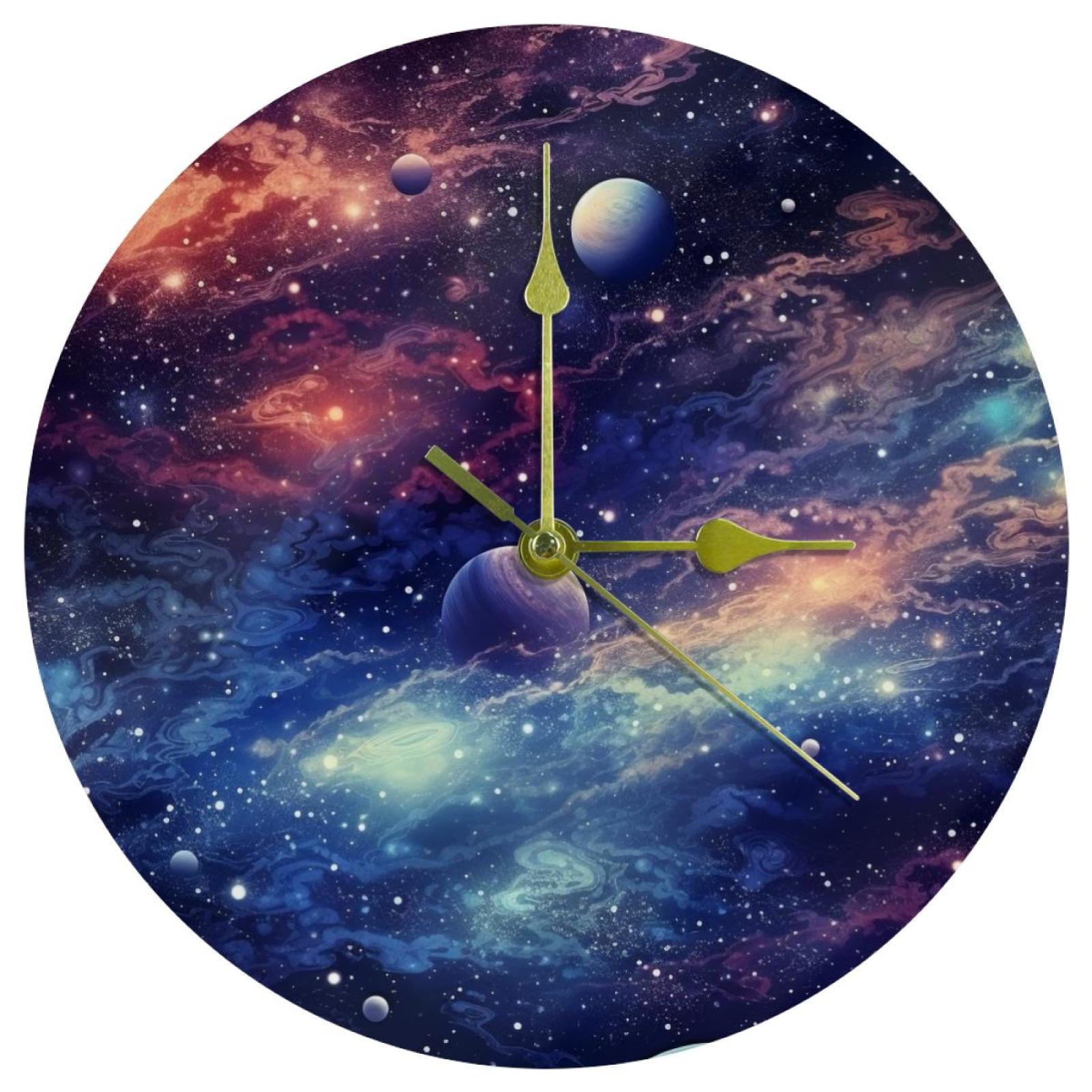 Galactic Planet 9.8-Inch Round Acrylic Wall Clock - Silent Non Ticking ...