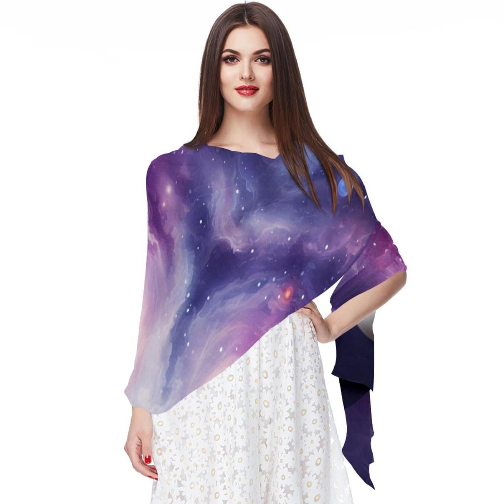 Galactic Planet Elegant Silk Scarf - Translucent Chiffon Yarn ...