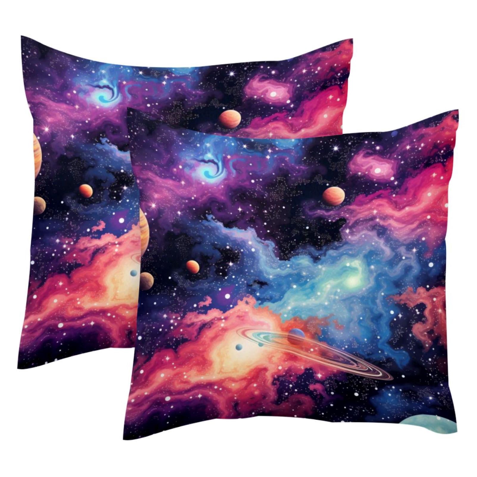 Galactic Planet Printed Square 2PC Cushion Pillow Throw Cover Sofa Home ...