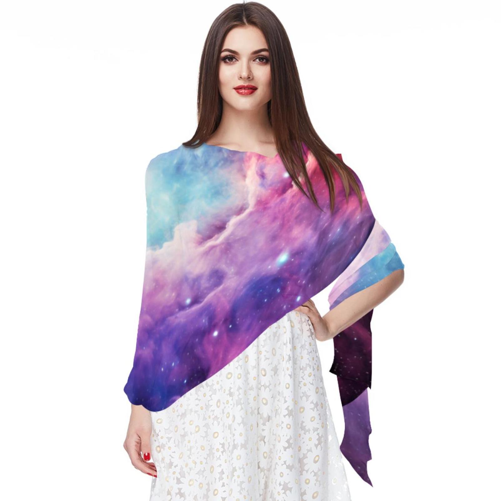 Galactic Planet Translucent Chiffon Yarn Silk Scarf - Lightweight and ...