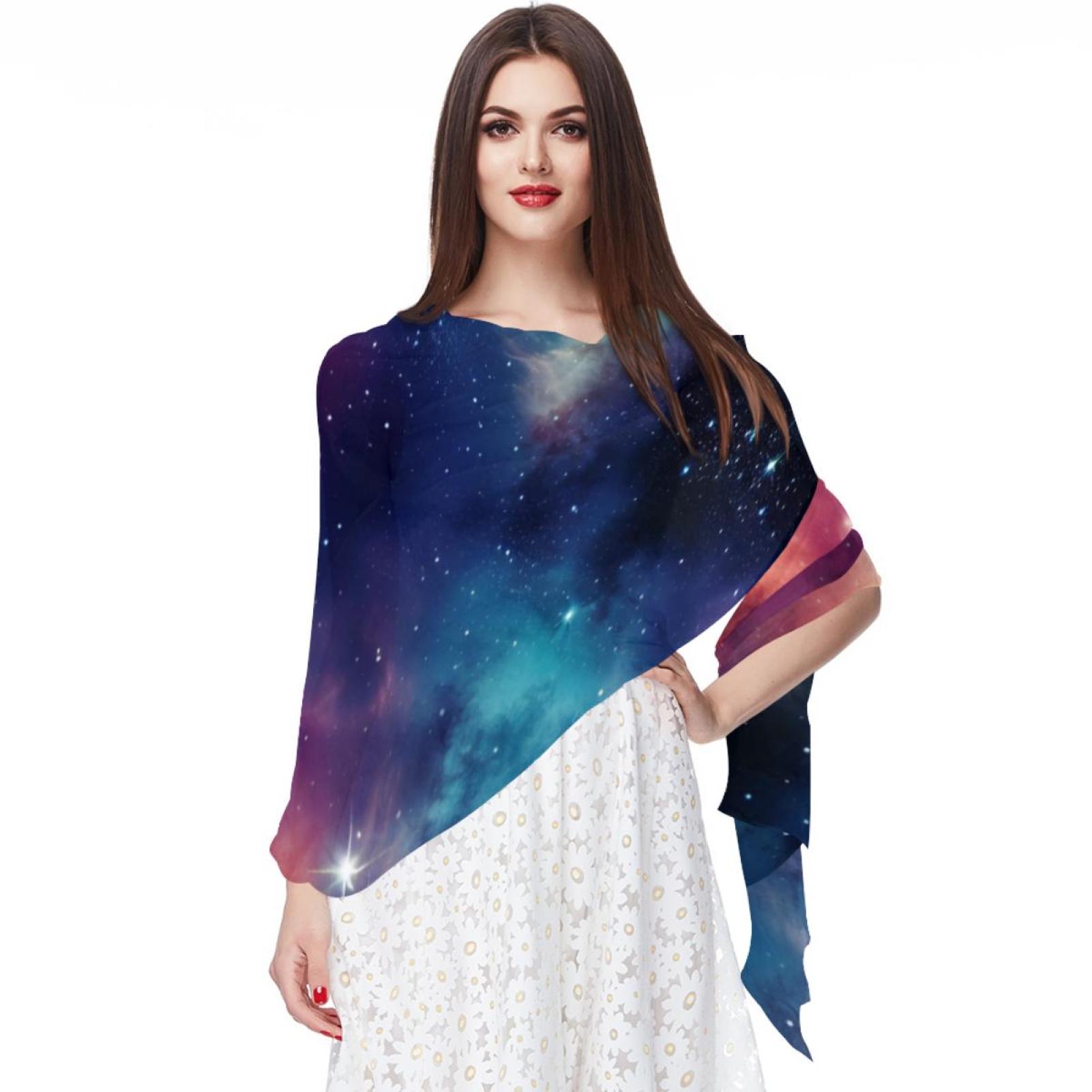 Galactic Planet Translucent Chiffon Yarn Silk Scarf - Lightweight and ...
