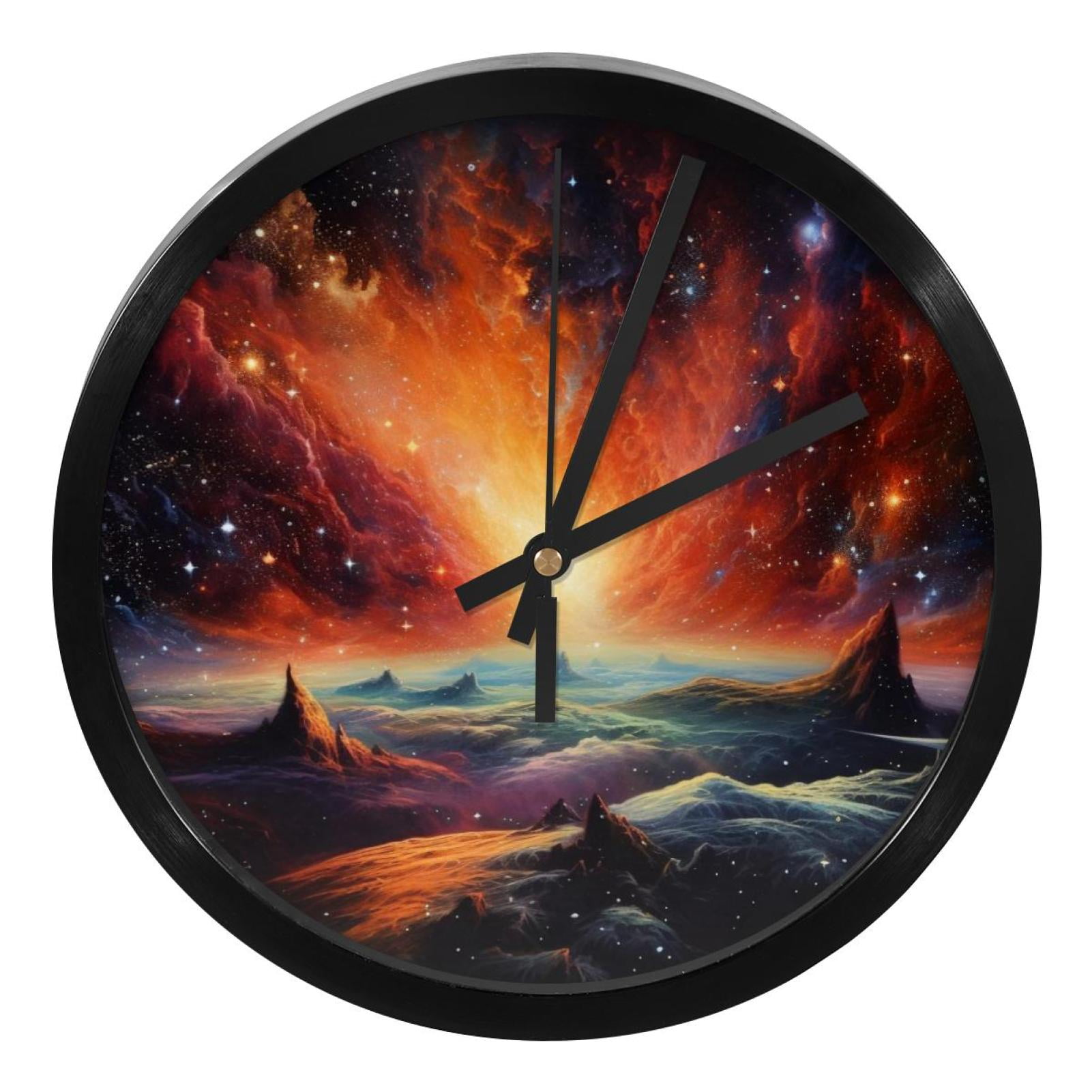 Galactic Space 9.8 Inch Silent Non-Ticking Round Digital Wall Clock ...