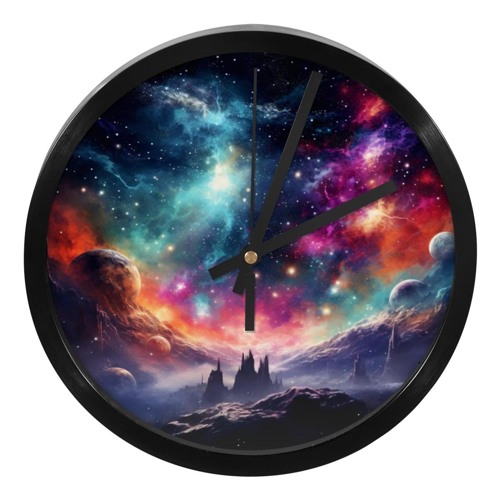 Galactic Space 9.8 Inch Silent Round Digital Wall Clock - Battery ...