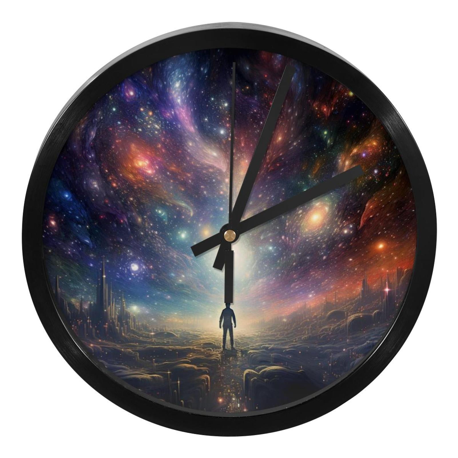 Galactic Space 9.8 Inches Wall Clock, Silent Non-Ticking Round Digital ...