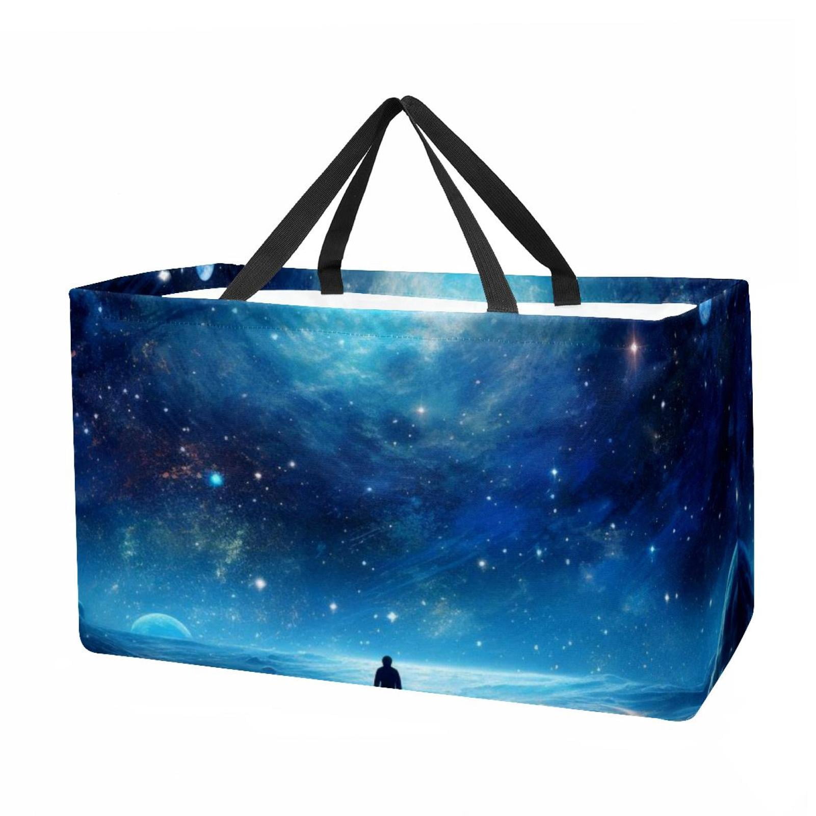 Galactic Space Collapsible Bucket Tote Bag Shopping Basket Oxford Cloth ...