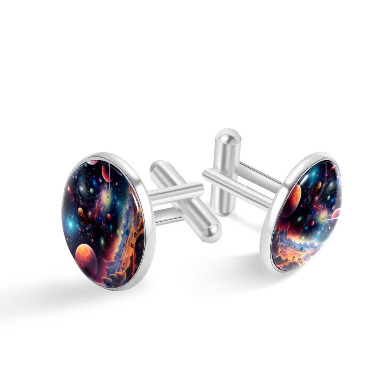 Galactic Space Dress Shirt Cufflinks in Stainless Steel for Formal ...