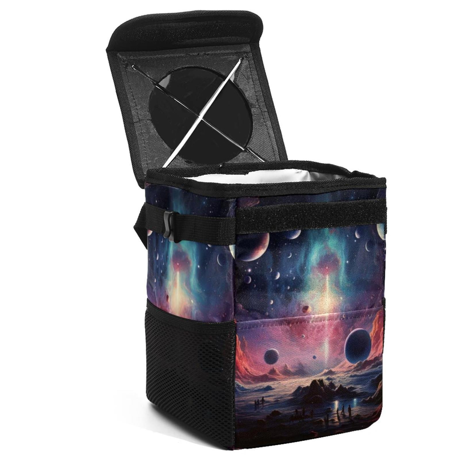 Galactic Space Mini Trash Can Car Garbage Can Trash Can for Car - Foldable, with Lid, Leak-Proof ...