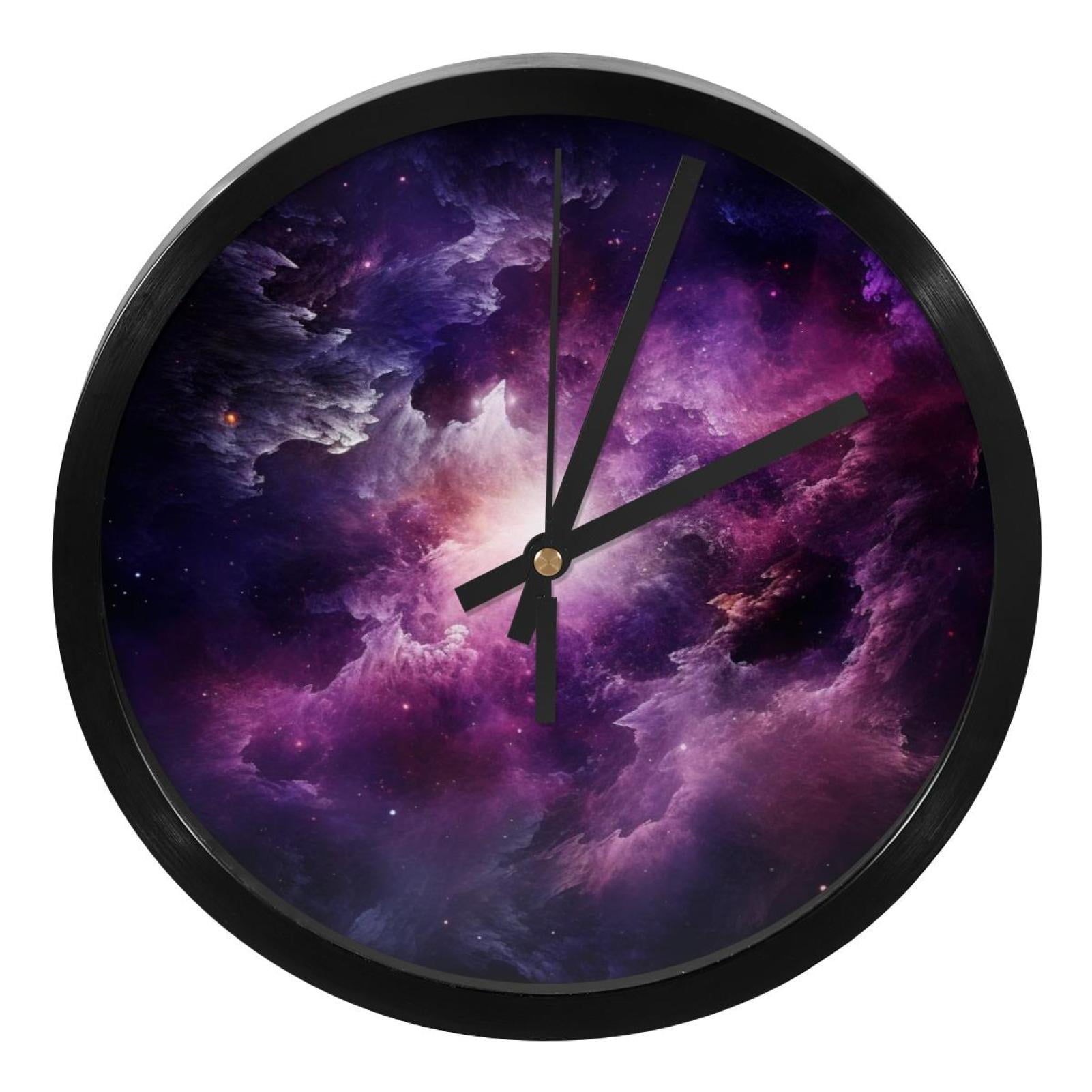 Galactic Space Modern Wall Clock, 9.8 Inches, Silent Non-Ticking Round ...