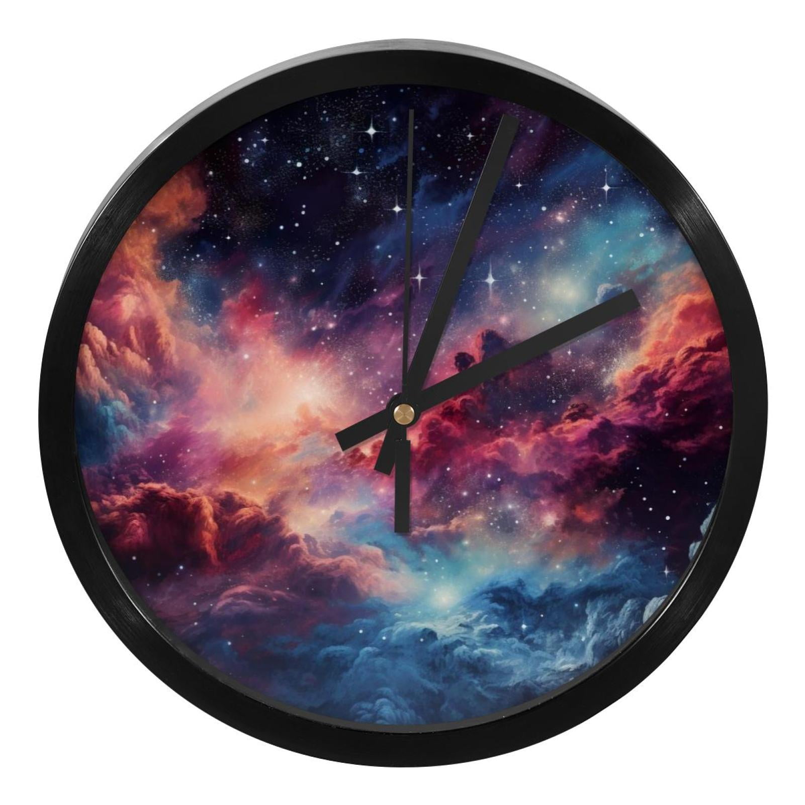 Galactic Space Modern Wall Clock, 9.8 Inches, Silent Non-Ticking Round ...