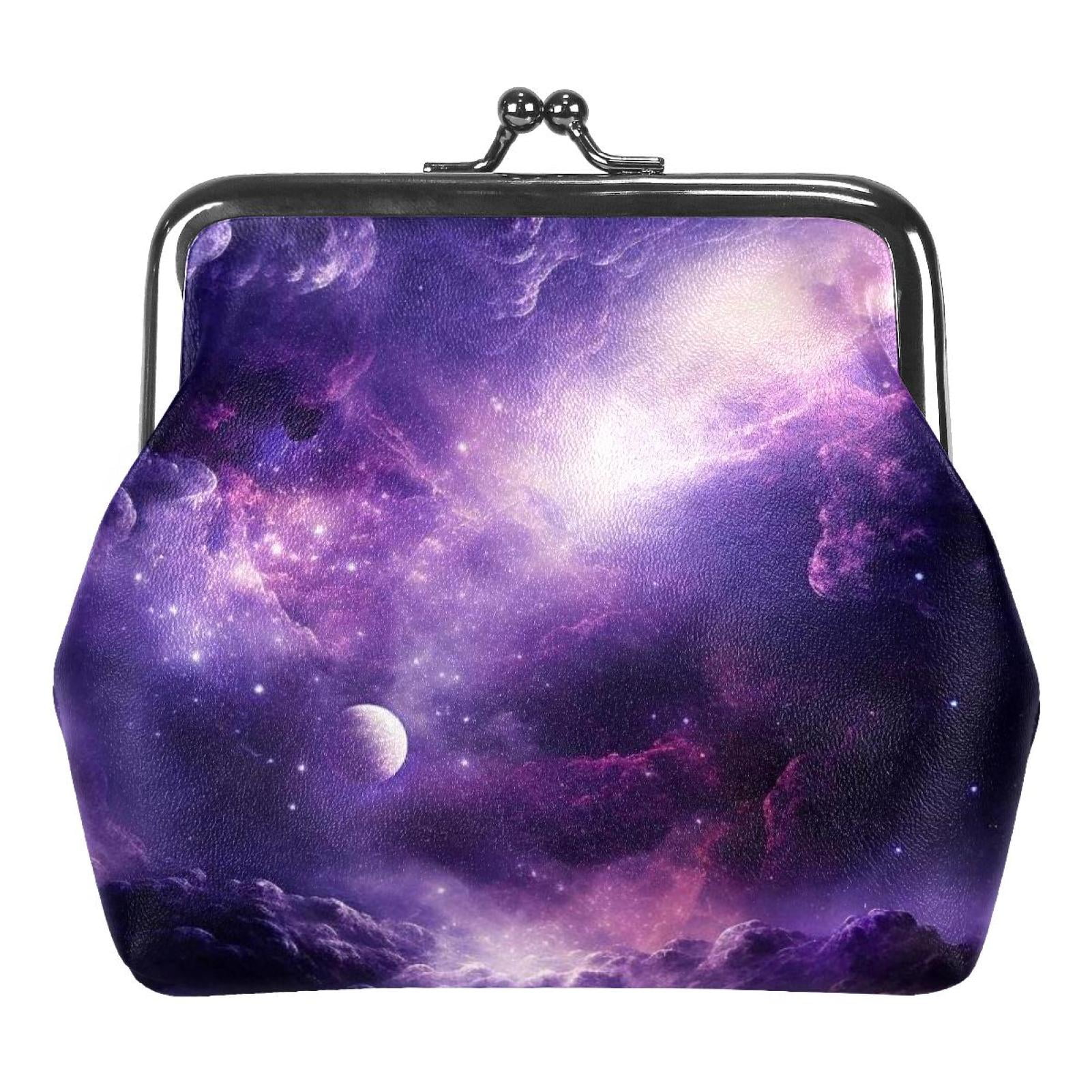 Galactic Space Stylish Microfiber Coin Purse with Zinc Alloy Jaws, 4 ...