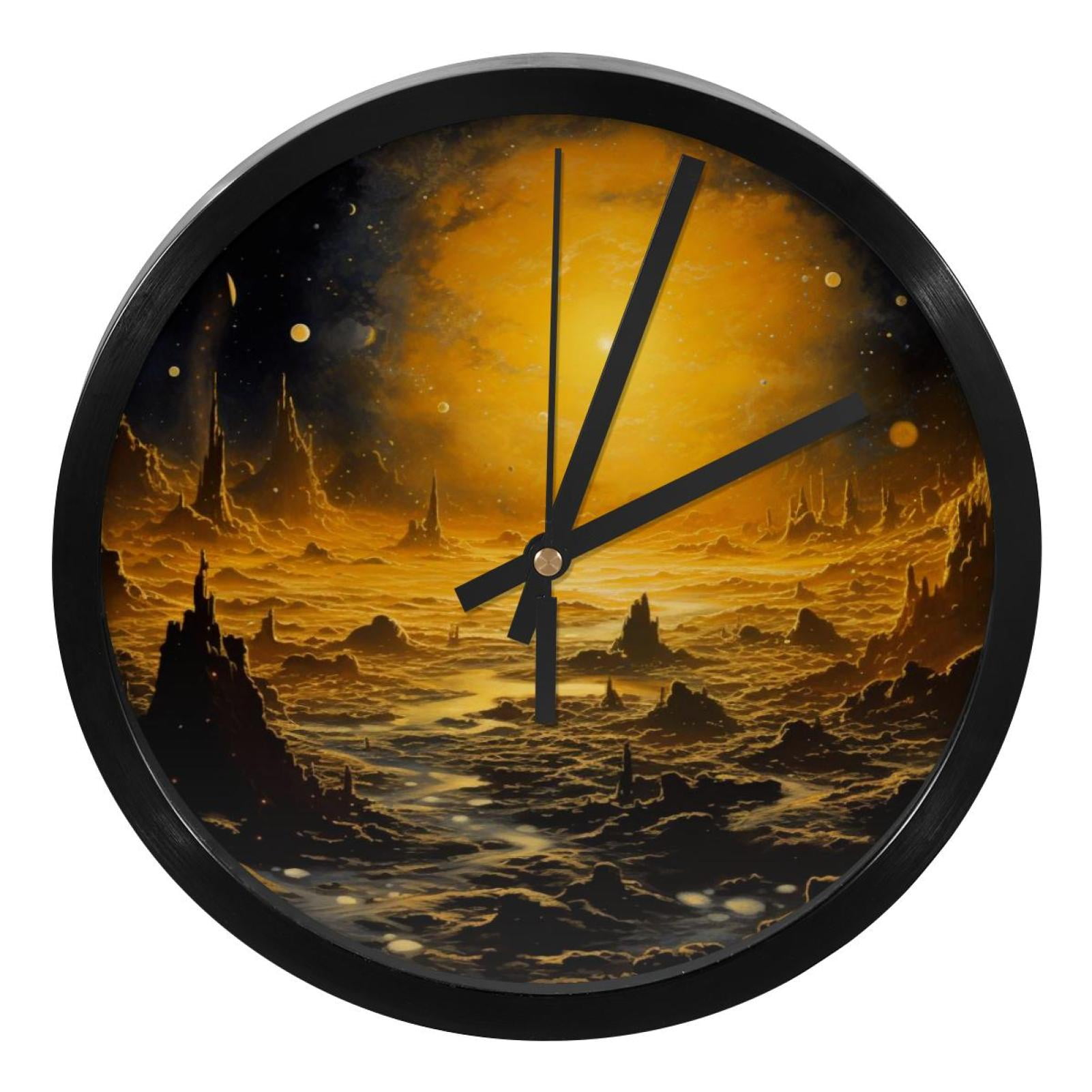 Galactic Space Wall Clock, 9.8 Inches, Silent, Not Ticking, Round ...