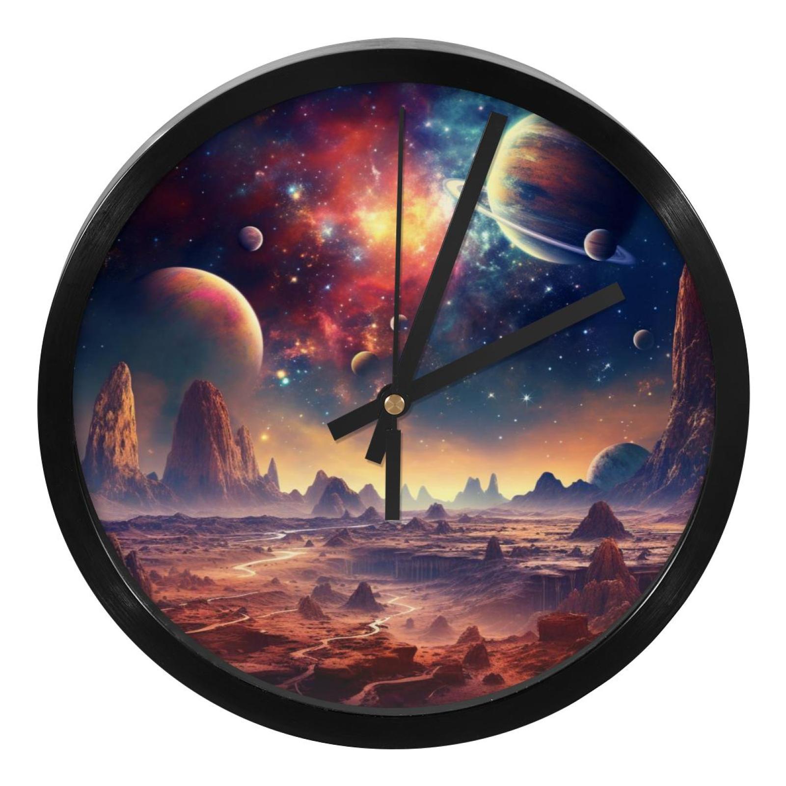 Galactic Space Wall Clock, 9.8 Inches, Silent, Not Ticking, Round ...