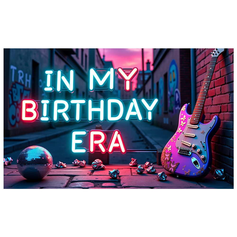 Galactic Themed Birthday Backdrop Banner with Disco Ball and ...