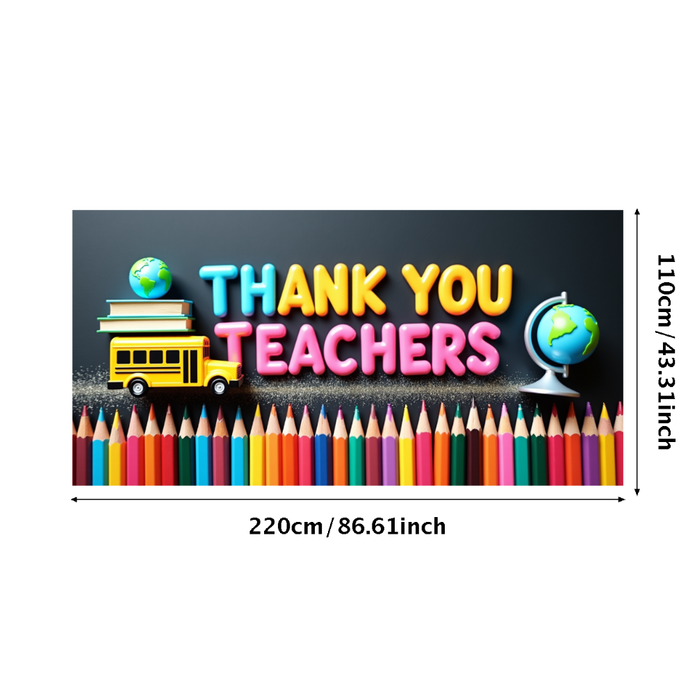Galactic Themed Thank You Teachers Banner with Globe Book Pencil and ...