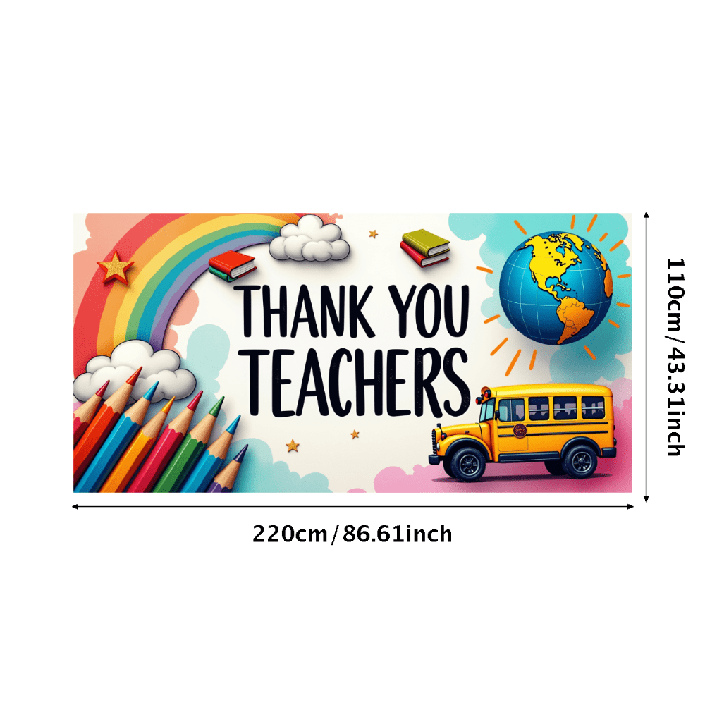 Galactic Themed Thank You Teachers Banner with Globe Book Pencil and ...