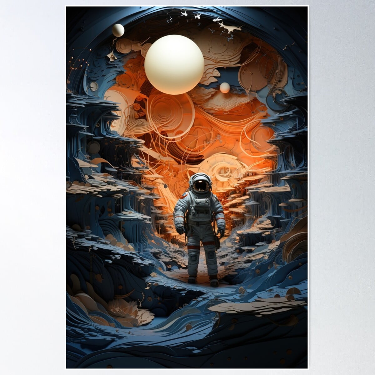 Galactic Traveller - Aesthetic Layered Paper Art Of Spaceman Poster ...