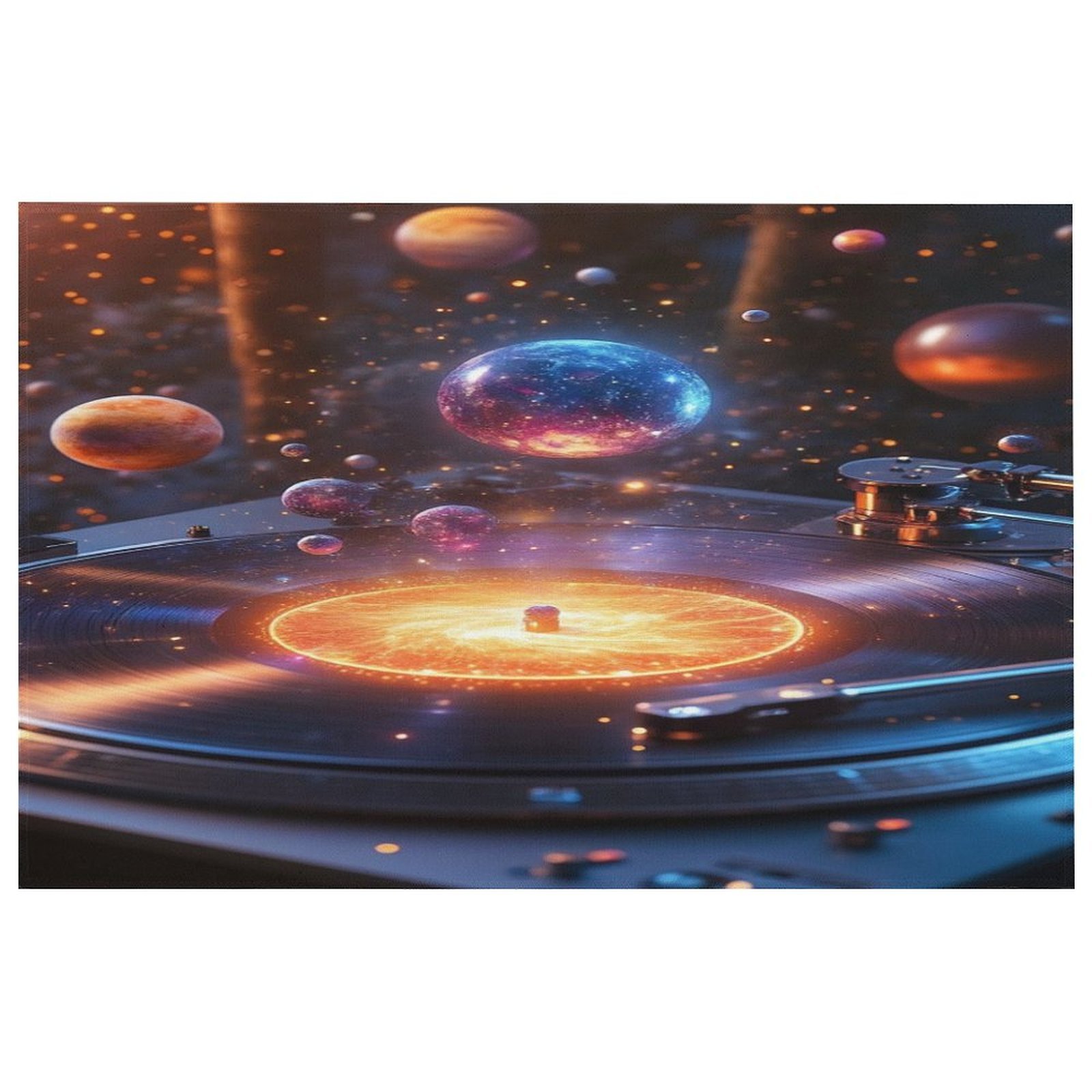 Galactic Turntable Black Record Player Cosmic Planetwork Adult Home ...
