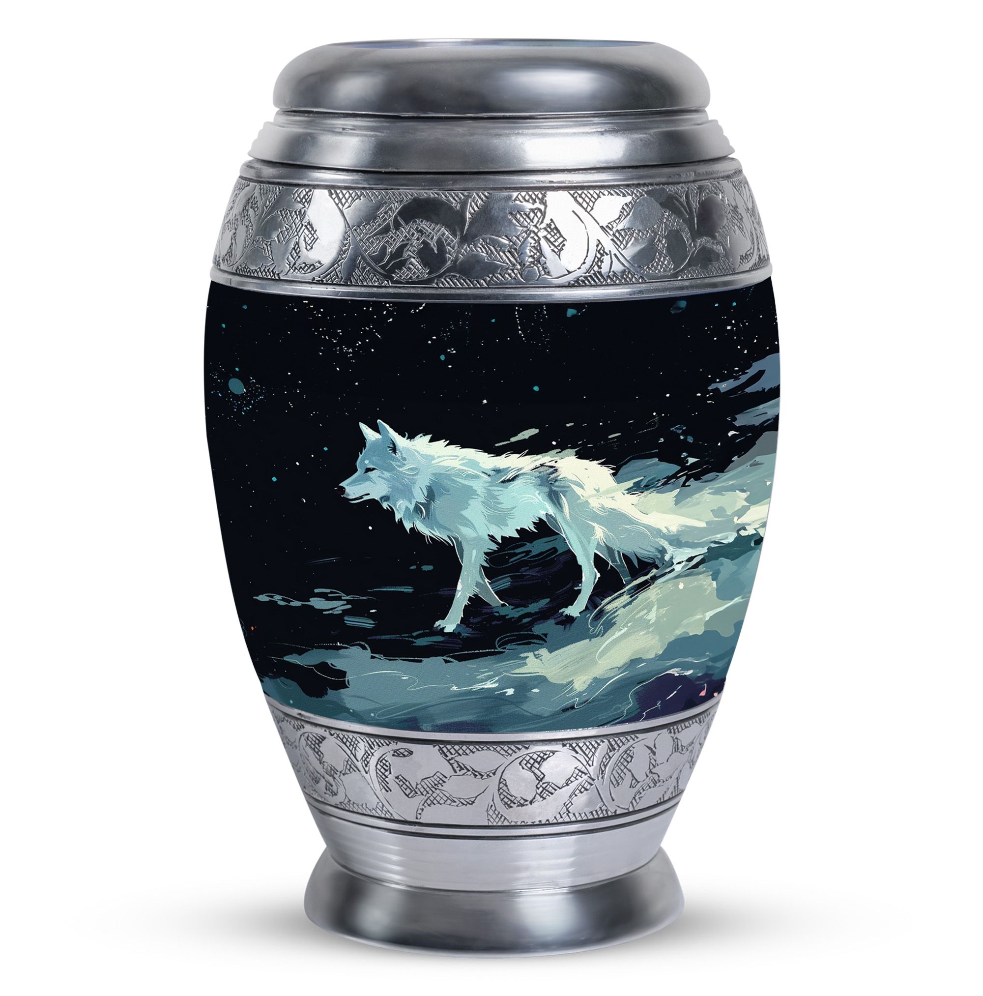 Galactic Wolf Cremation Urn For Male & Female - Keepsakes For Ashes ...