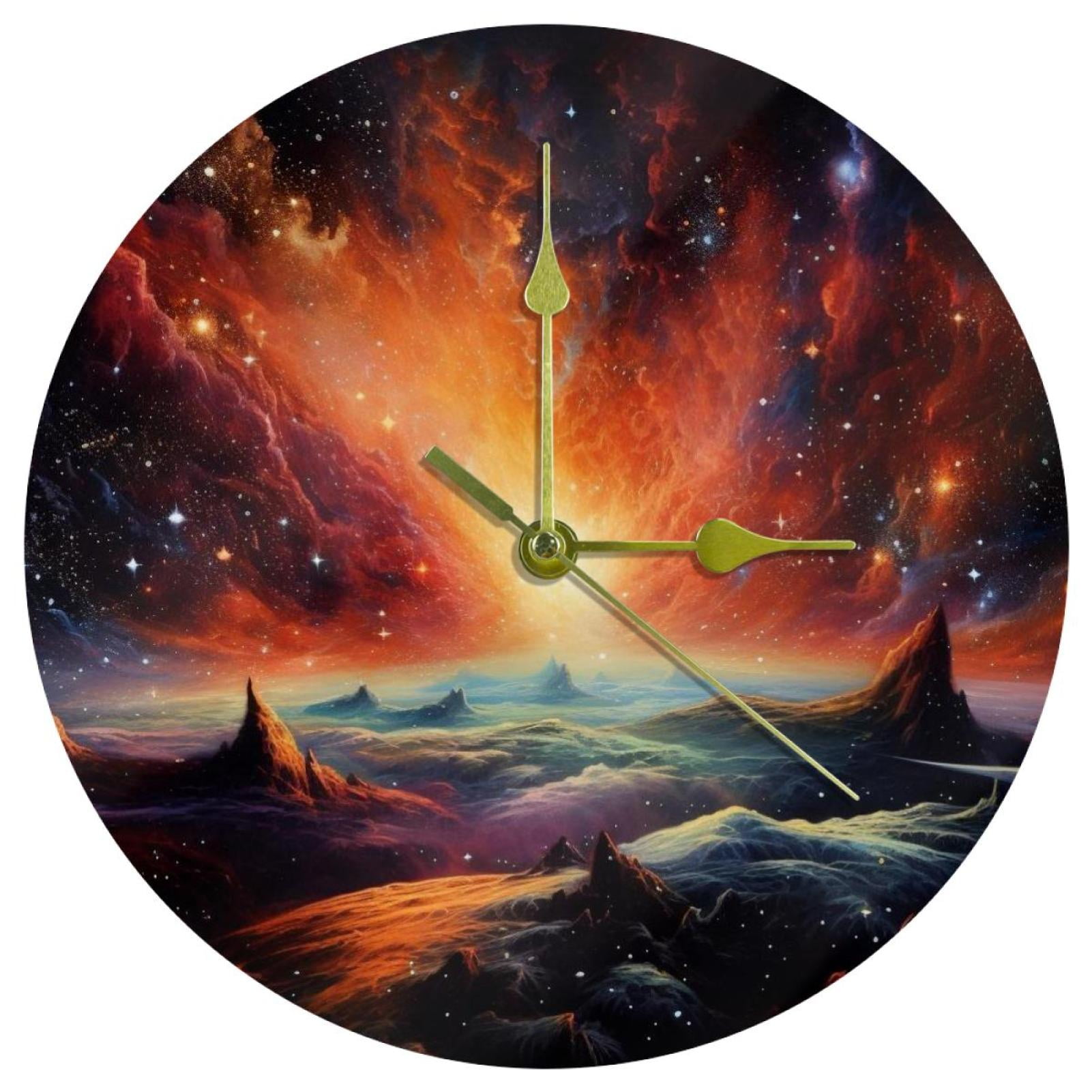 Galactic space 9.8 Inch Round Acrylic Silent Wall Clock, Non Ticking ...