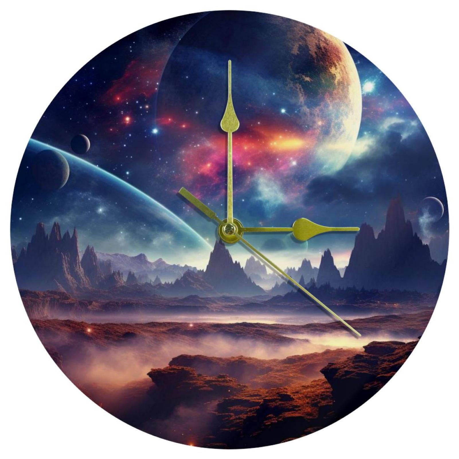 Galactic space Circular Acrylic Wall Clock - Elegant Timepiece for Home ...