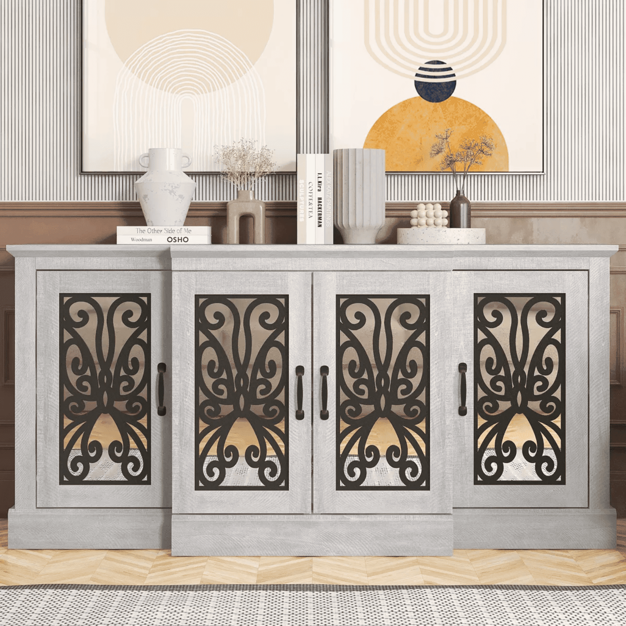 Galano Calidia 4 Door Wide Sideboard, Buffet Cabinet with Adjustable ...