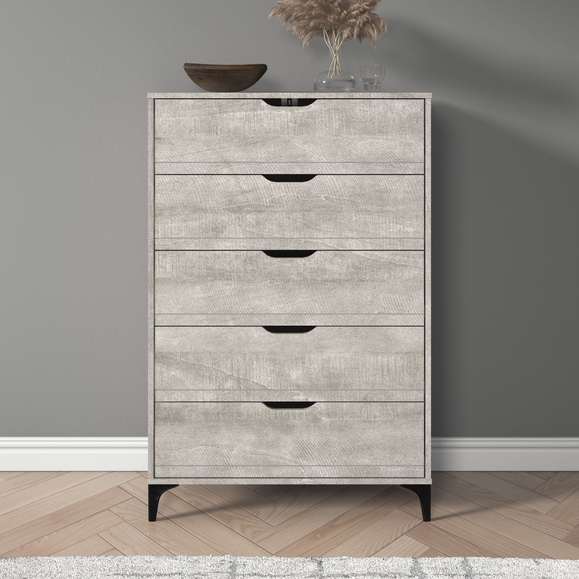 Galano Lilay 5 Drawer Chest - Dusty Grey Oak - Walmart.com