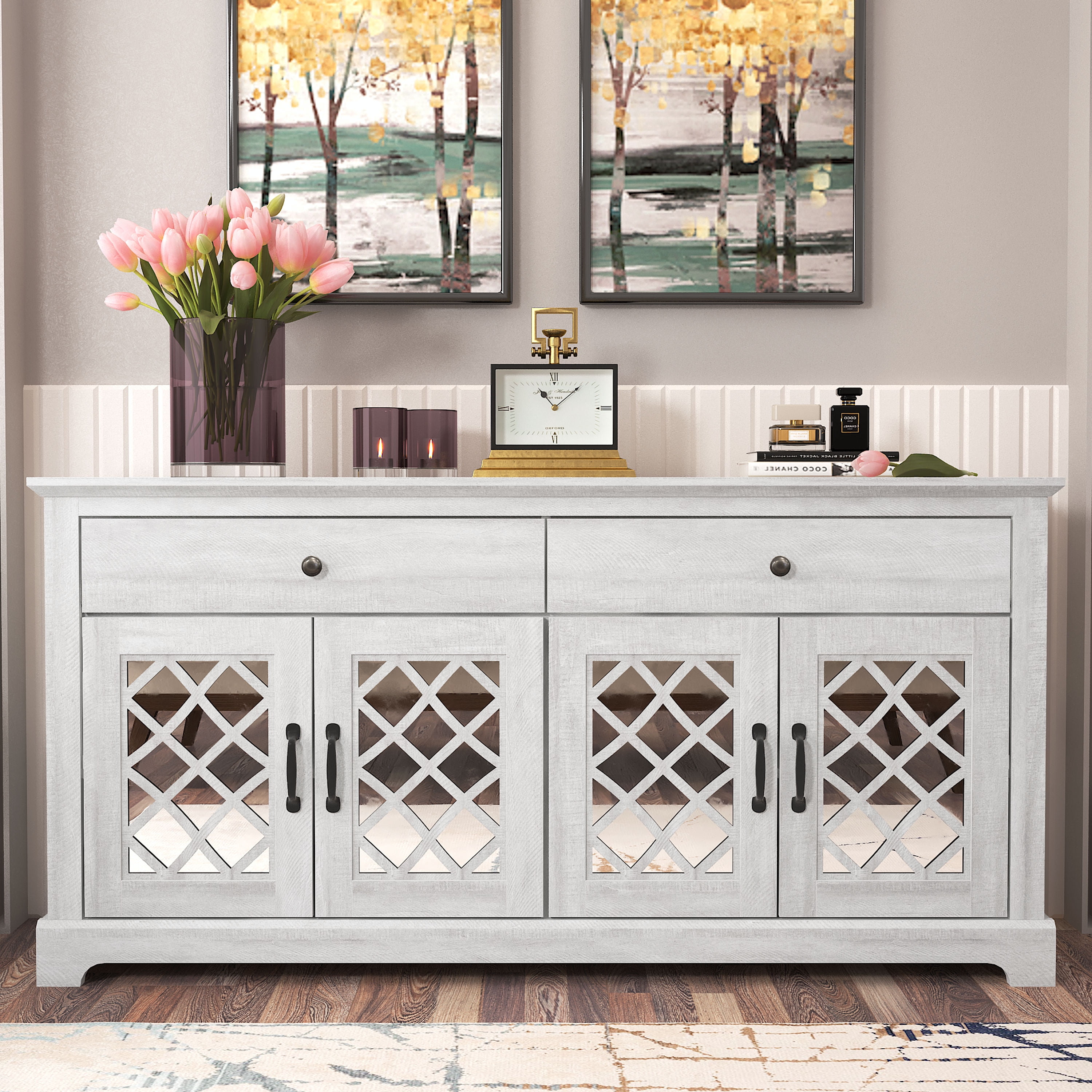 Galano Millicent Wide Sideboard TV With Drawer - Dusty Grey Oak - Walmart.com