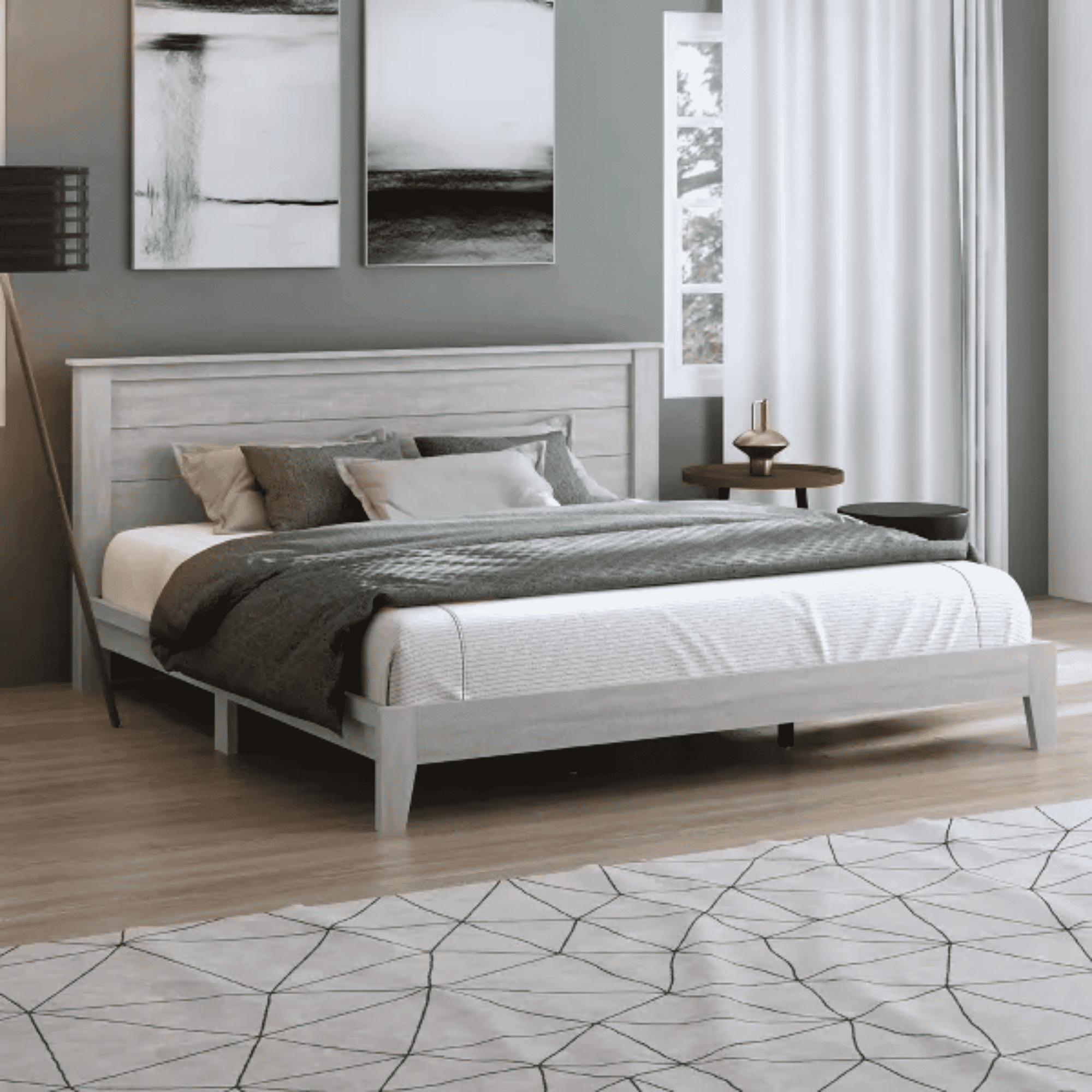 Galano Tiena Lencia King Bed Frame with Headboard, No Box Spring ...