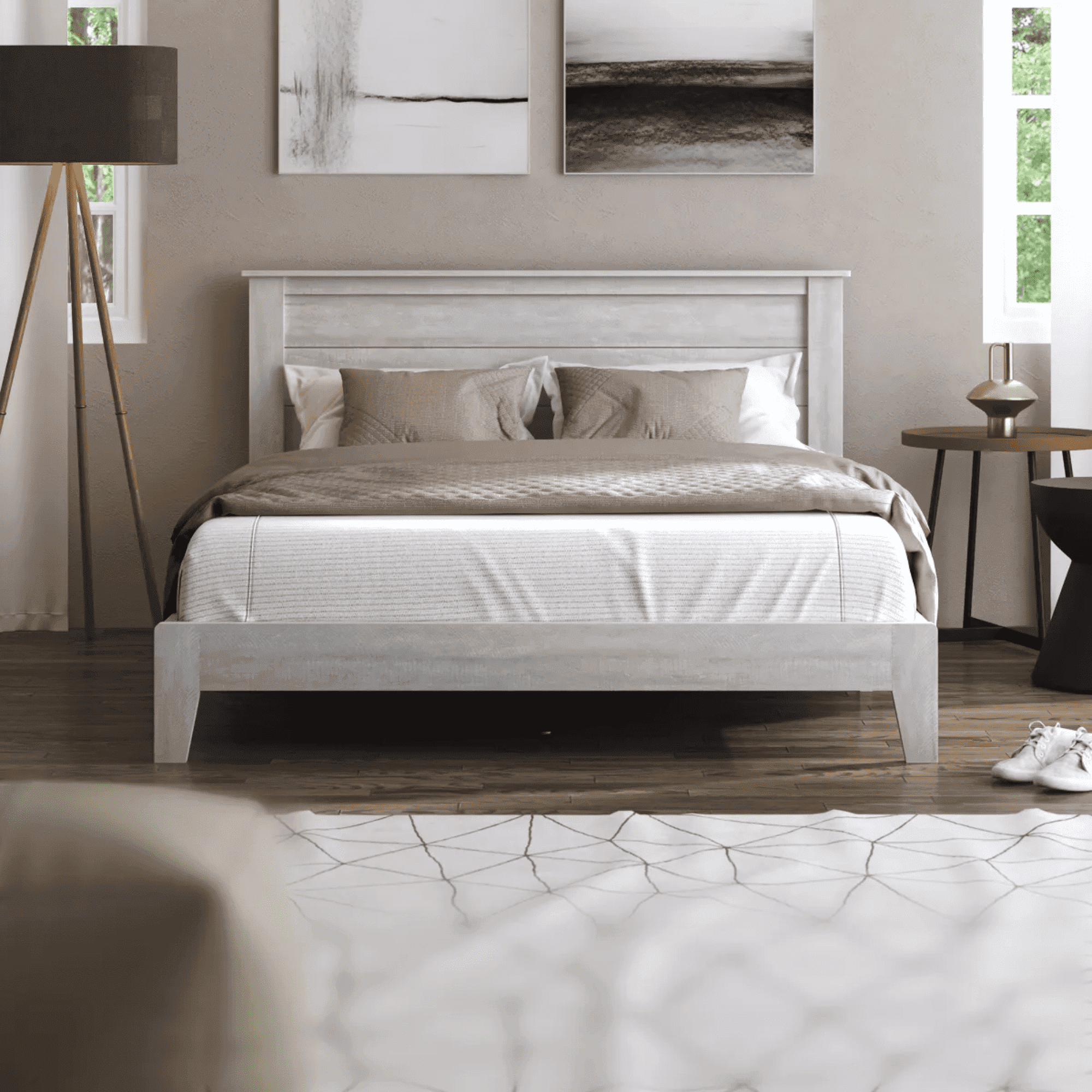 Galano Tiena Lencia Queen Bed Frame with Headboard, No Box Spring ...